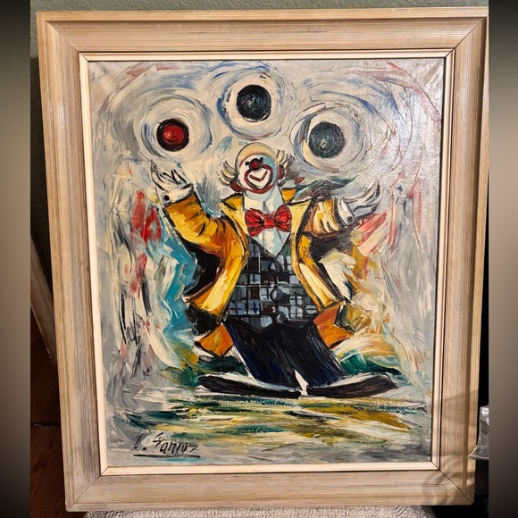 Art | Vintage 3 Dimensional Juggling Clown By L Santos | Poshmark